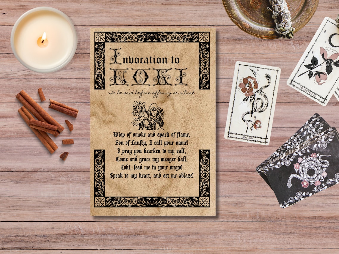 Loki Norse God Invocation Prayer Printable Book of Shadows Page - Etsy