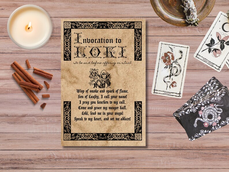 Loki Norse God Invocation Prayer Printable Book of Shadows Page - Etsy