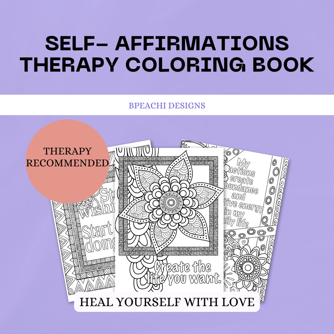 Affirmations Coloring Pages Digital Coloring Pages for Anxiety Relief ...