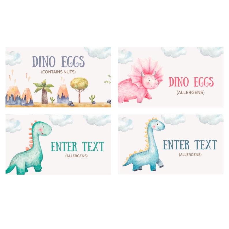 Editable Dinosaur Themed Themed Food Labels Birthday Food | Etsy