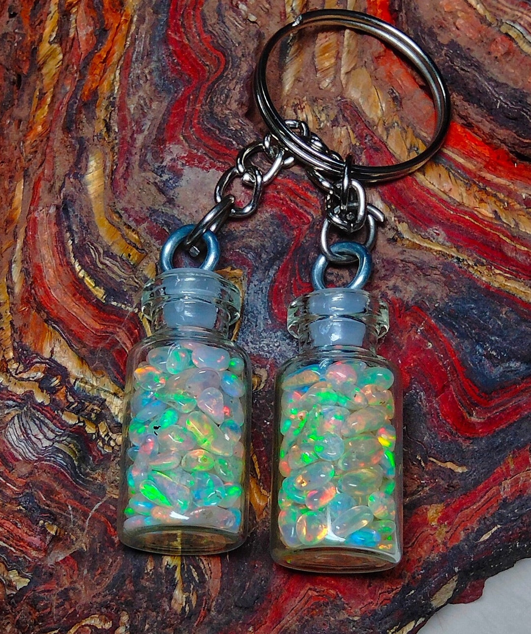 Ethiopian Opal Bottles Keychain , Natural Opal Vintage Gift , Cute Opal ...