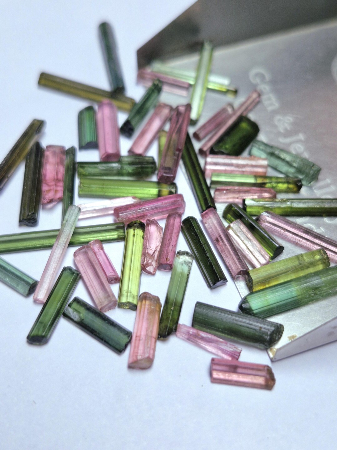 Natural Raw Multi Tourmaline Pencil , Spectrum of Healing Crystal , Vibrant Rough Tourmaline , 5 ...