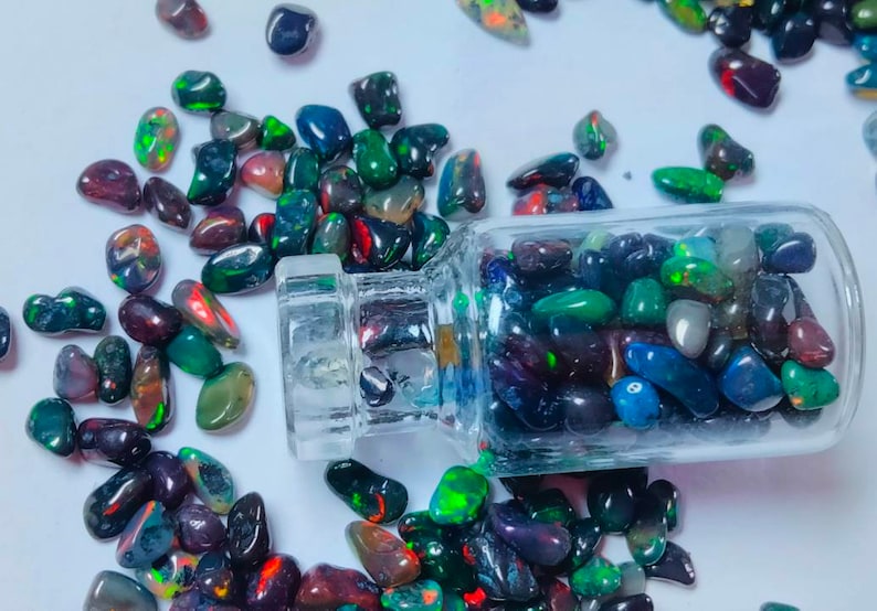 Ethiopian Opal Bottle , Natural Opal Genuine , Black Opal Nuggets ...