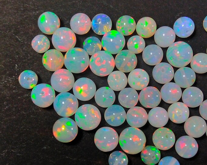 AAA Grade Opal Beads Drilled , Opal Balls , Natural Ethiopian Opal ...
