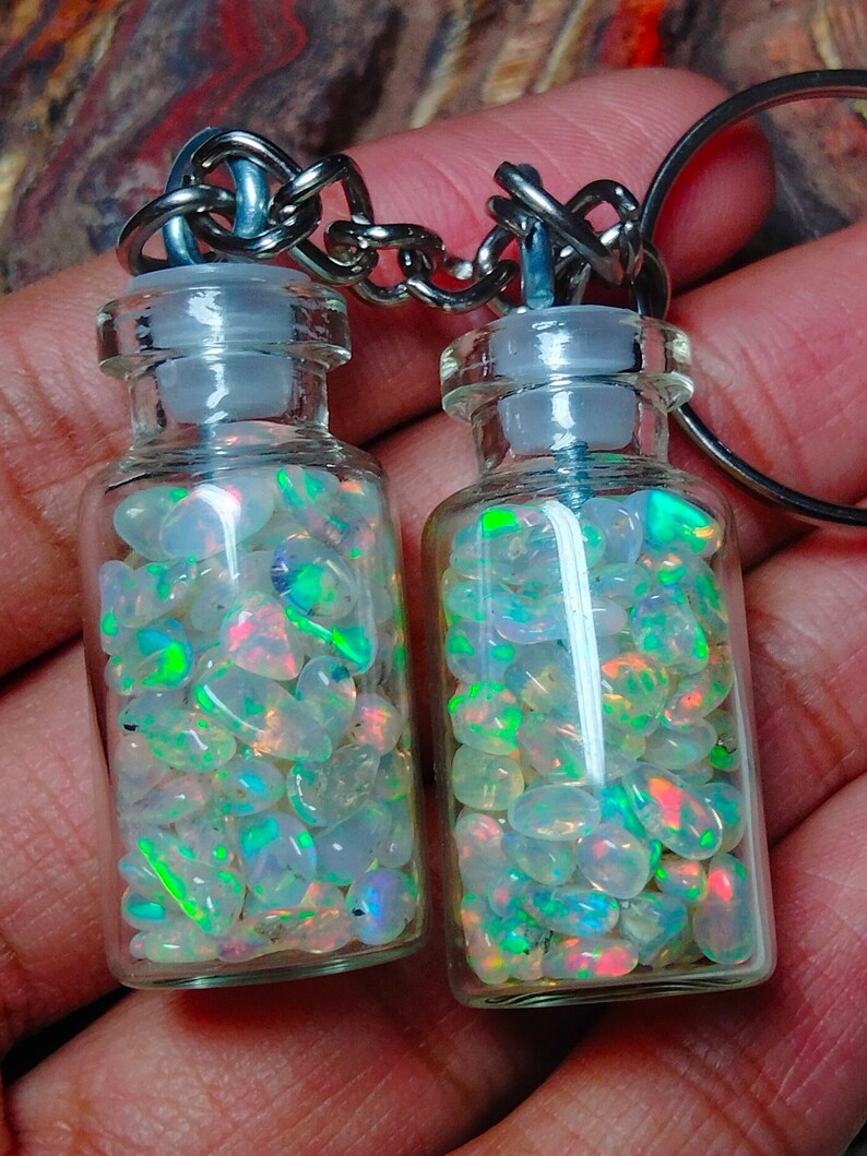 Ethiopian Opal Bottles Keychain , Natural Opal Vintage Gift , Cute Opal ...