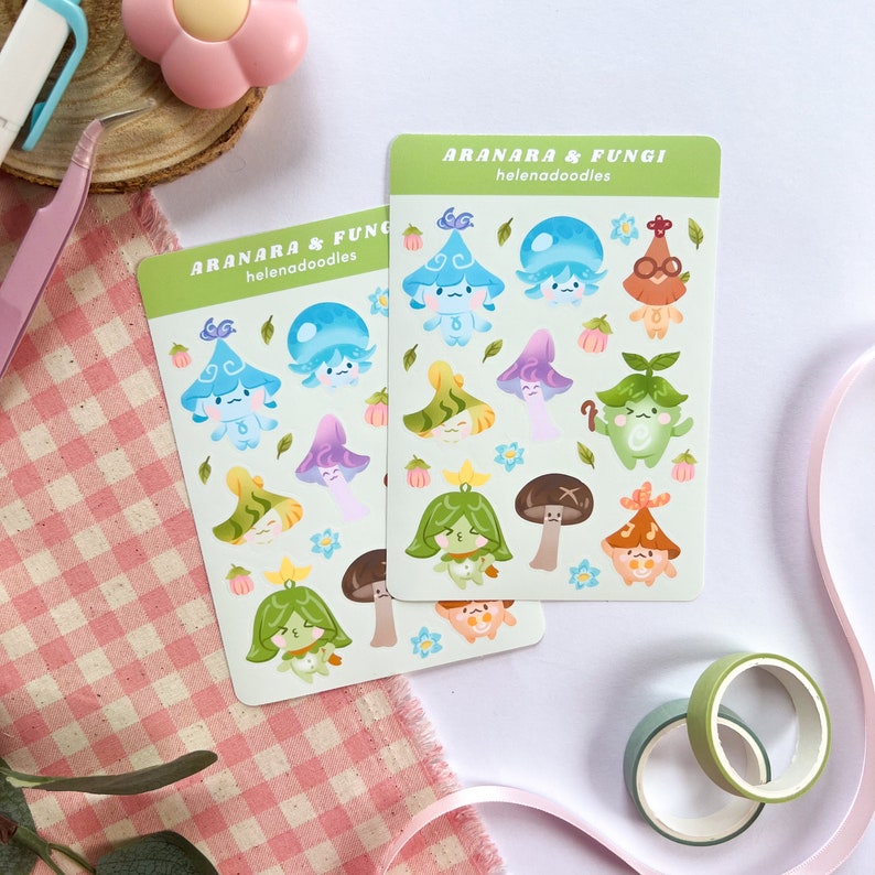 Aranara & Fungi Sticker Sheet | Genshin Impact - Journal - Planner ...