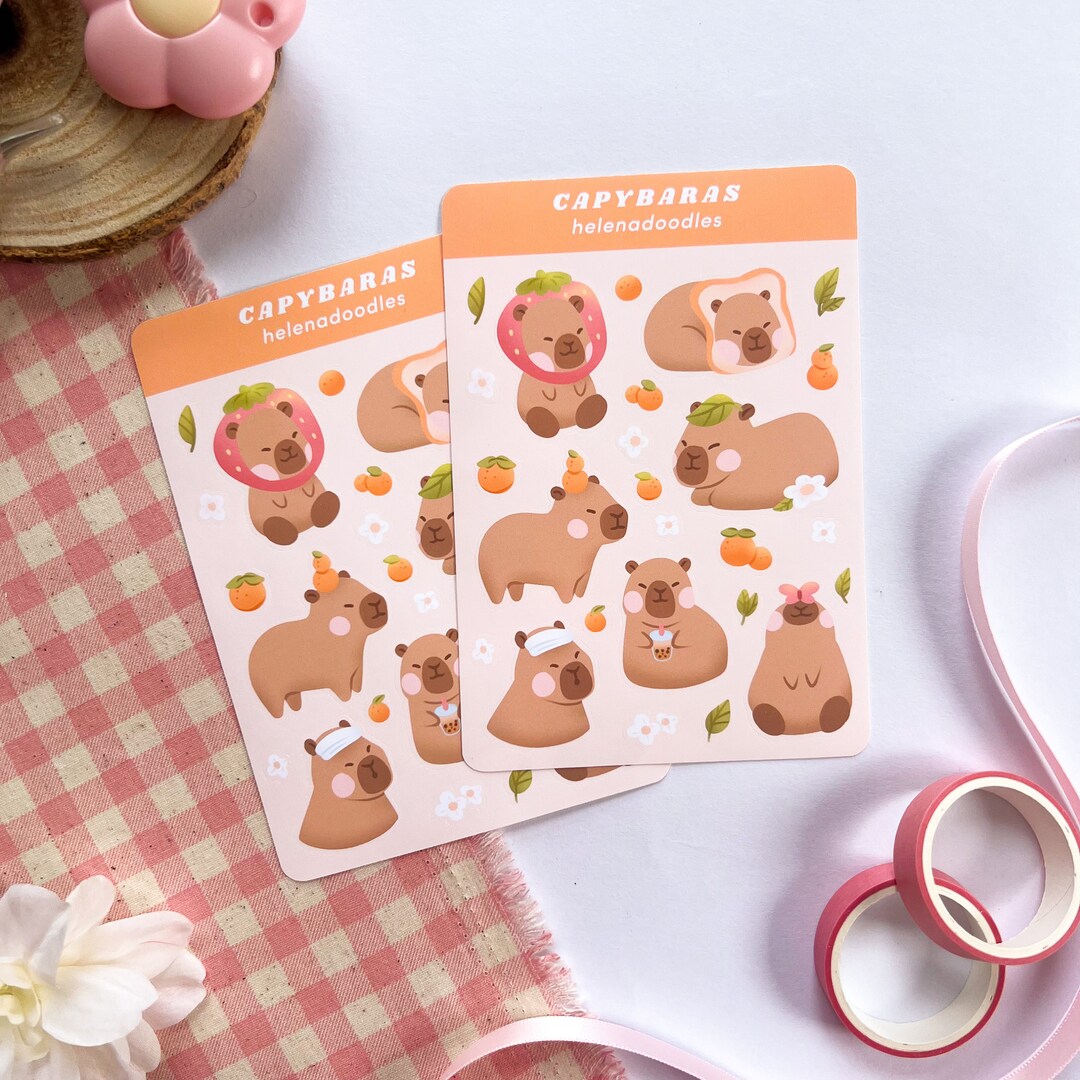 Capybaras Sticker Sheet | Capybara - Journal - Planner - Deco ...