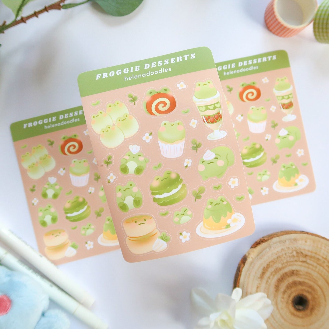Froggie Desserts Sticker Sheet Frog Journal Planner Deco Helenadoodles ...