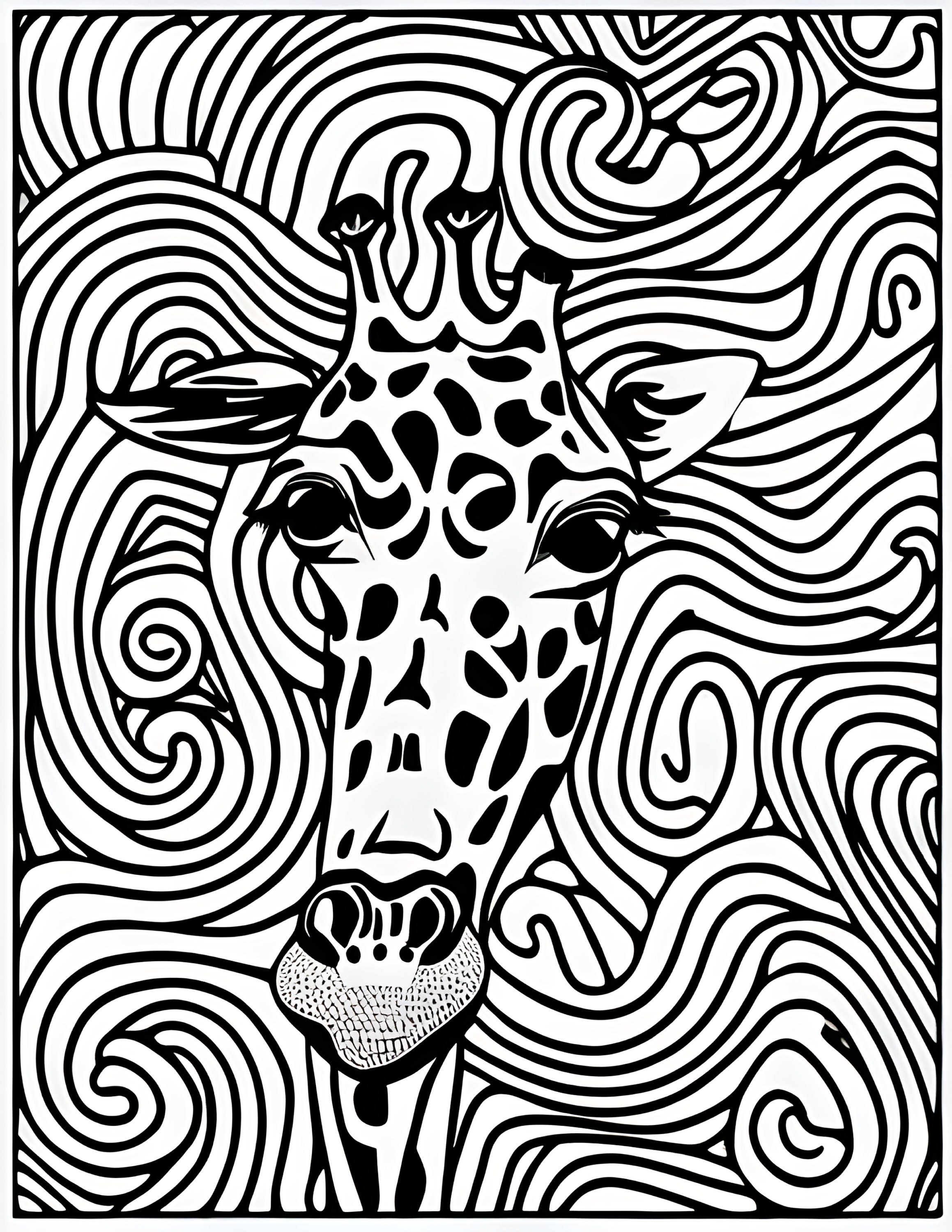 Giraffe Coloring Page: Mindful Coloring Zen Tangle Mandala - Etsy
