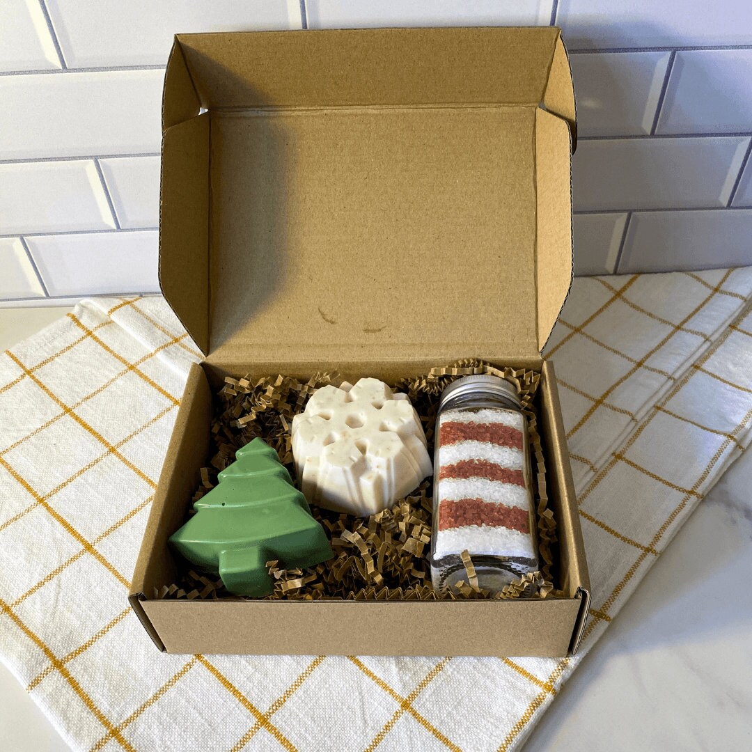 Winter Holiday Gift Box Set Candy Cane Bath Salt Christmas Tree Fresh ...