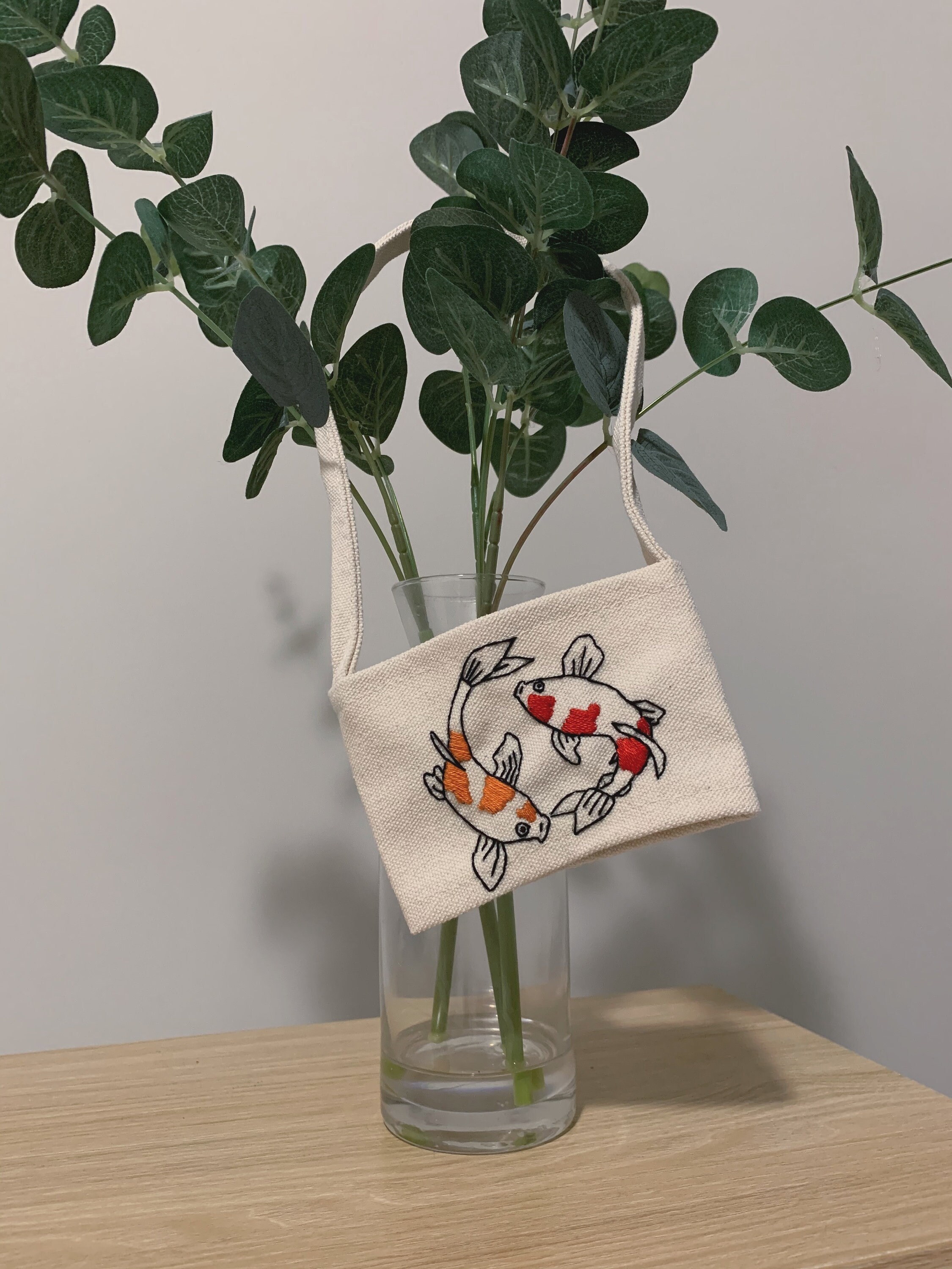 Koi Fish Design Embroidered Cup Holder for Cold and Hot Drinks - Etsy