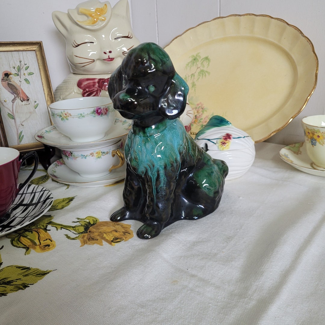 Blue Mountain Pottery Dog Poodle, Blue Drip Glaze - Etsy