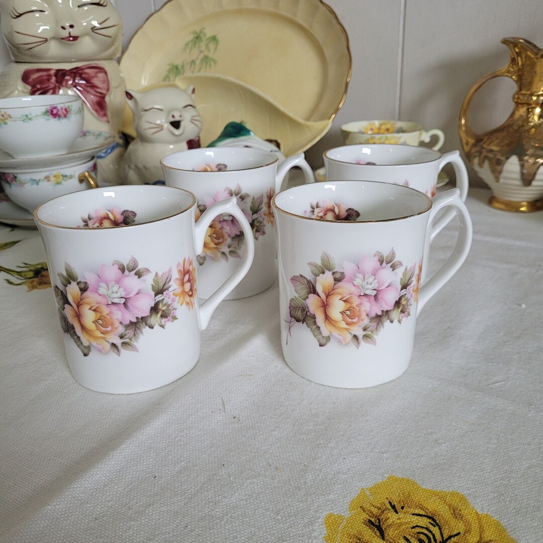 Vintage Elizabethan Coffee Cups, Fine Bone China Shafford England Hand ...