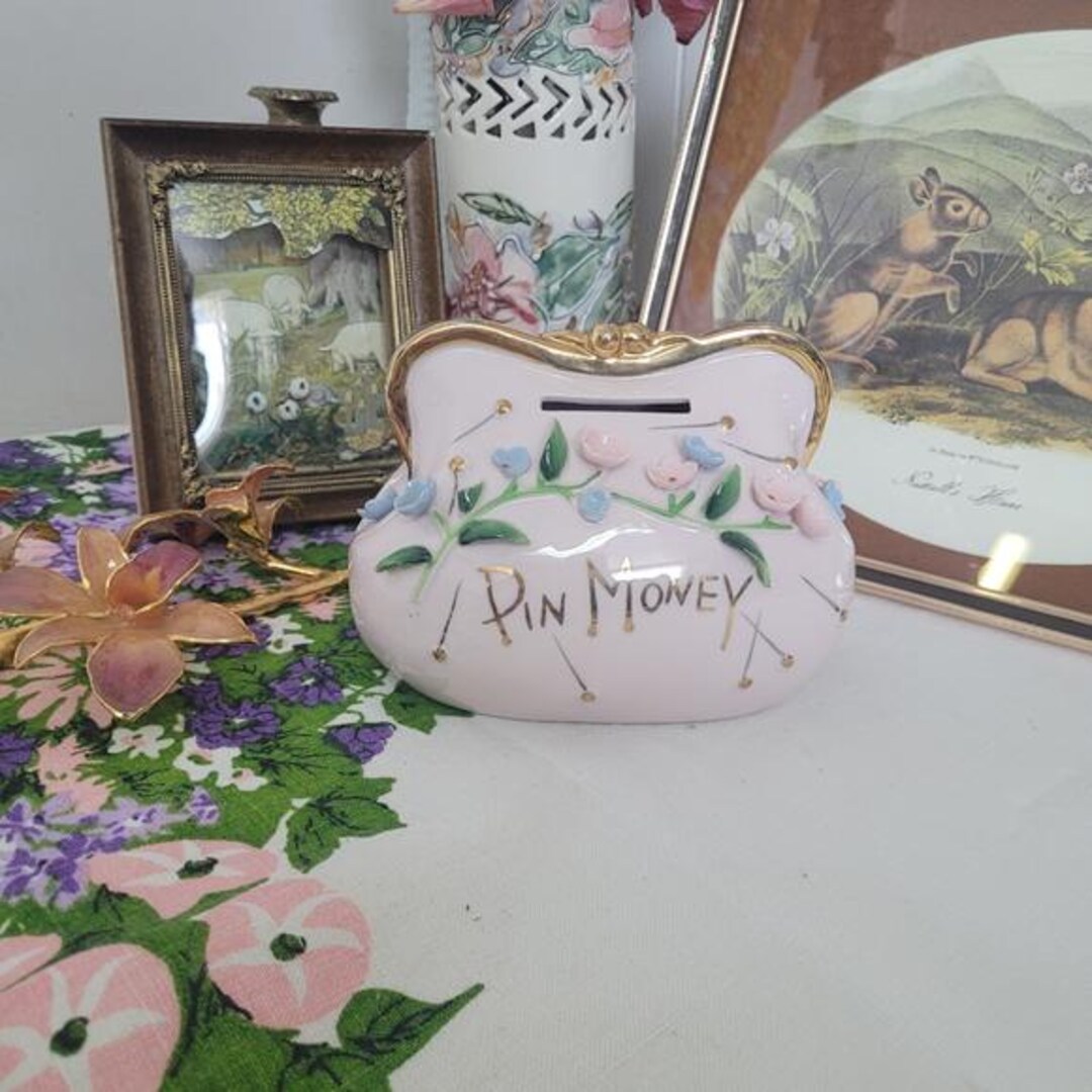 Vintage 'pin Money' Bank Coin Purse Floral Pink Japan - Etsy