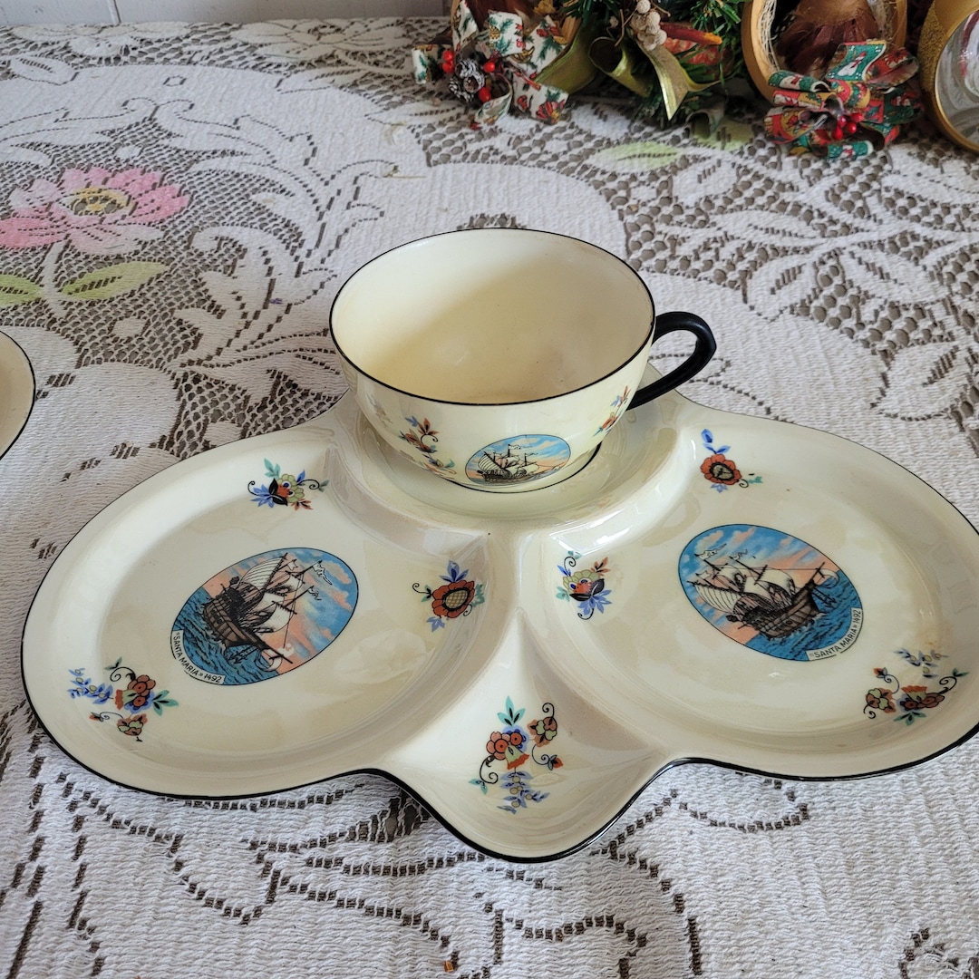 Antique Tea and Snack Plates Ship Floral - Etsy