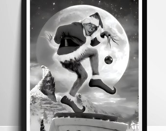 grinch black and white wall art