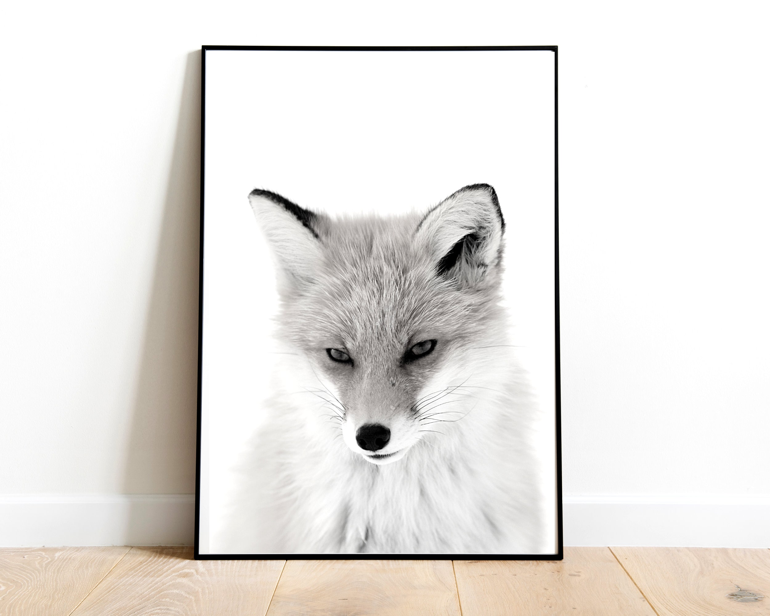 Cute Fox Print Black and White Fox Poster Safari Nursery - Etsy