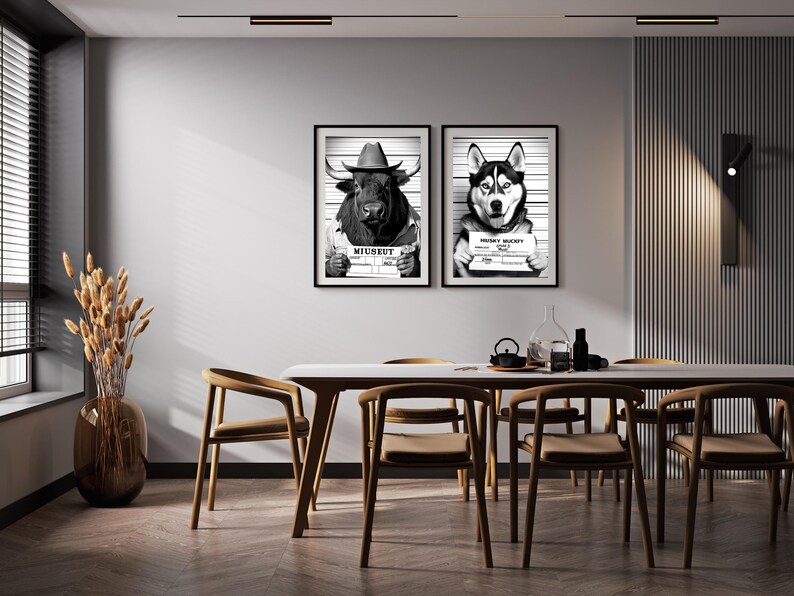 Vintage Bison Mugshot Poster, Animal Mugshots, Bison Portrait, Funny ...