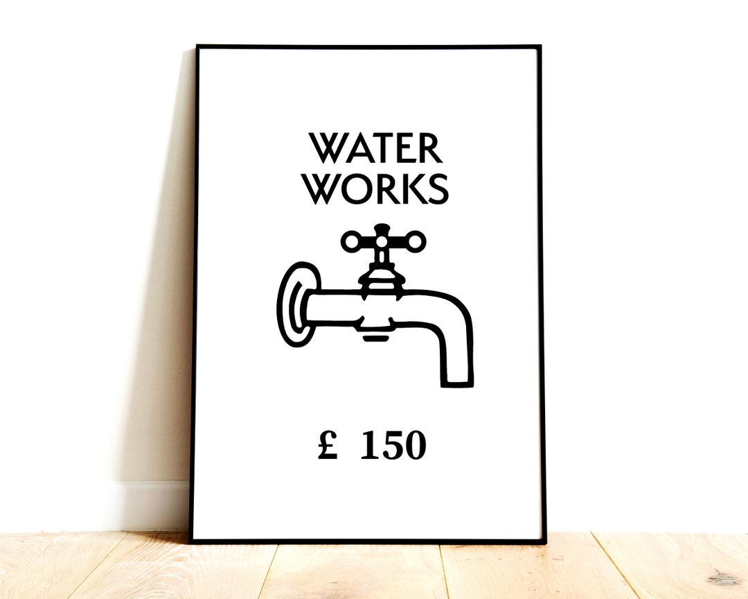 Water Works Monopoly Print Quirky Bathroom Wall Art Funny - Etsy