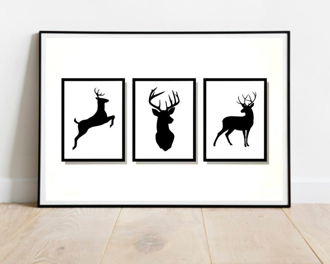 Christmas Wall Decor Printable Reindeer Poster, Rustic Christmas Art ...