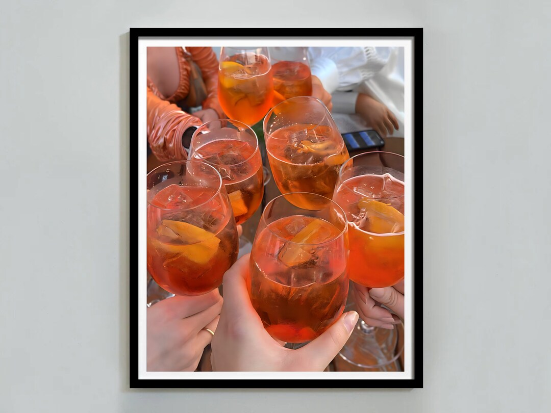 Aperol Spritz Cheers Print: Cocktail Bar Cart Wall Art (digital ...