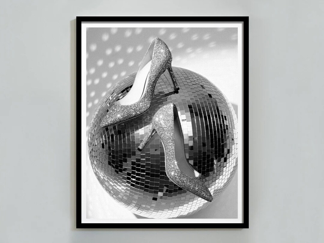 High Heel Disco Ball Print: Black and White Fashion Photography ...