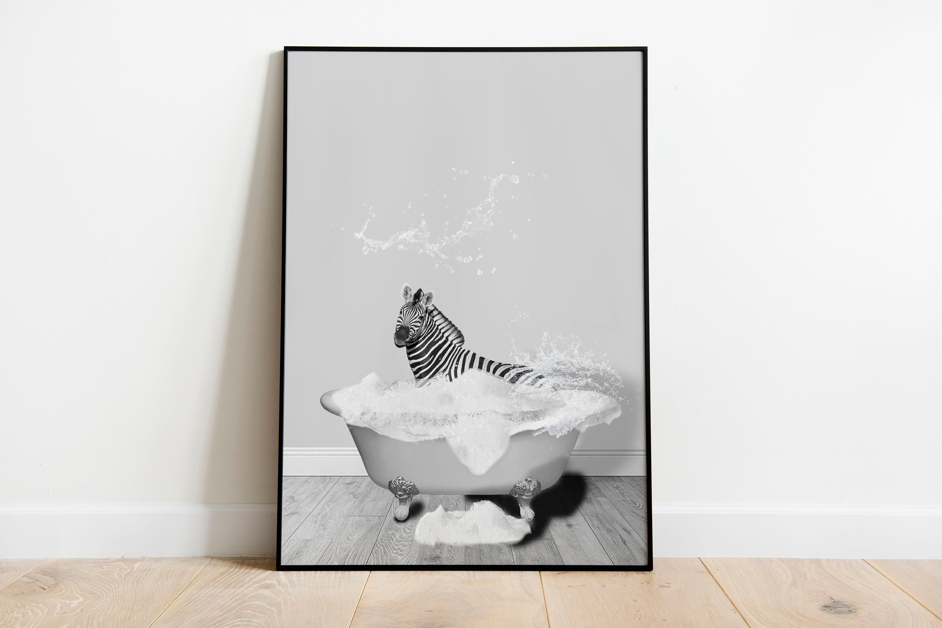 Zebra in Bathtub Print Zebra Wall Art Bathroom Wall at - Etsy