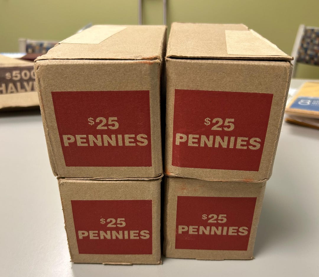 4 Boxes of 50 Bank Rolled Pennies. Unsearched. Free Shipping. - Etsy