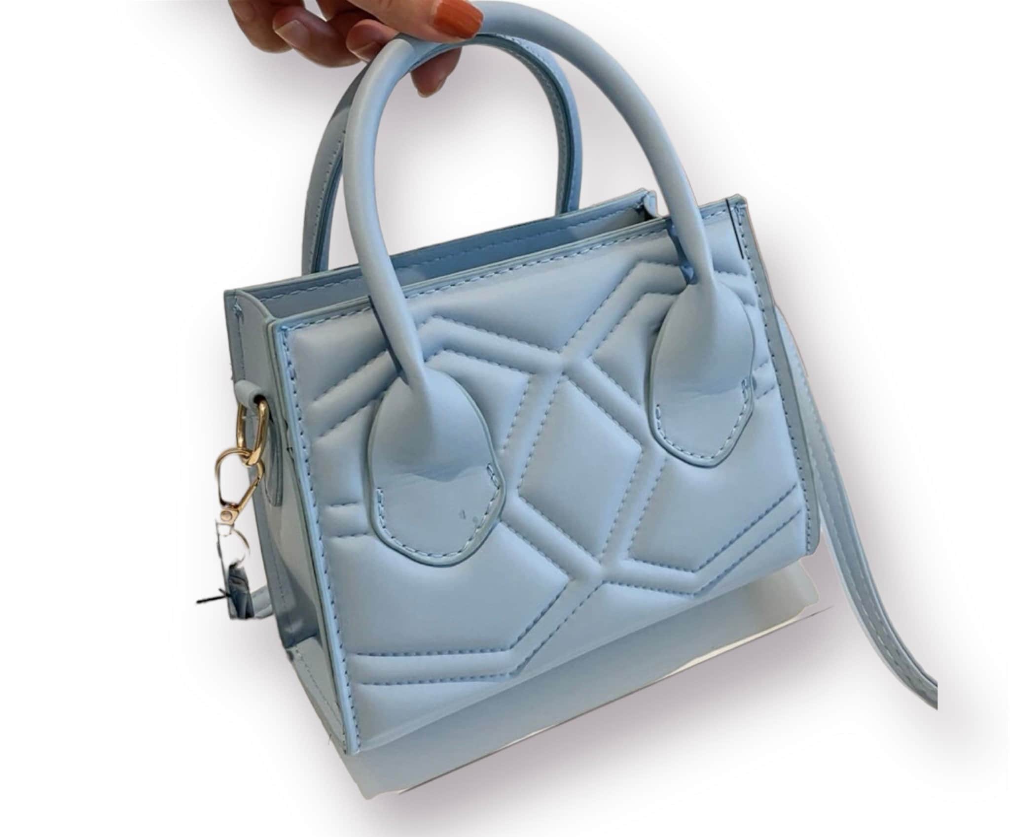 Blue Quilted Satchel Bag - Etsy