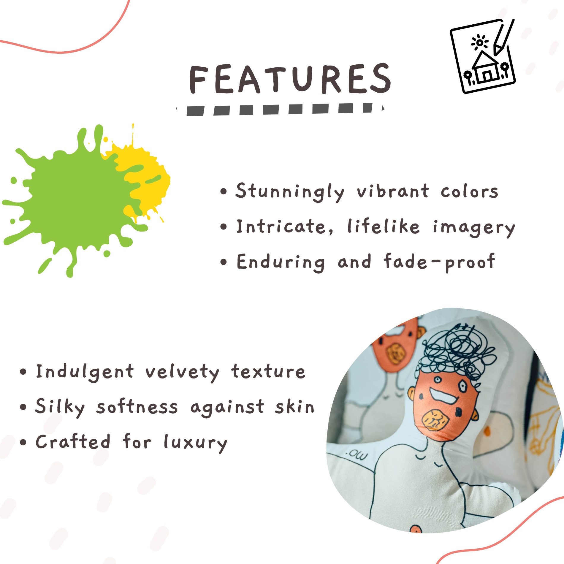 Custom Kids Drawing Pillow Personalized Children's Art Keepsakes ...