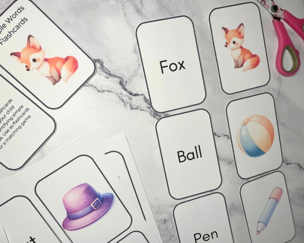 Simple Word Flash Cards- DIGITAL - Etsy