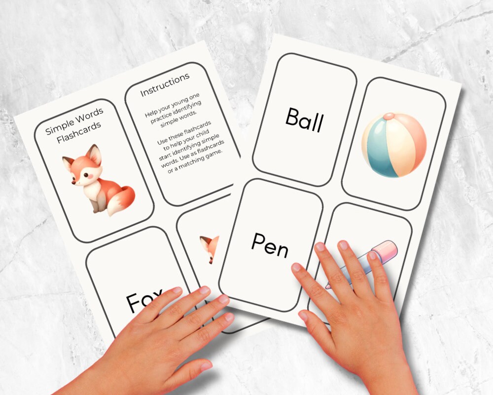 Simple Word Flash Cards- DIGITAL - Etsy