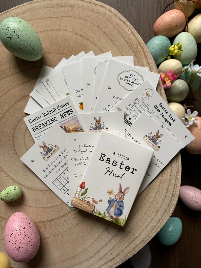 2026 Official Easter Bunny Egg Hunt - Clue Cards - 15 Clue - Rhyme ...