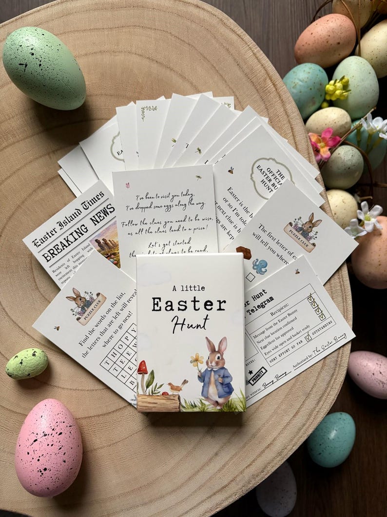 2026 Official Easter Bunny Egg Hunt - Clue Cards - 15 Clue - Rhyme ...