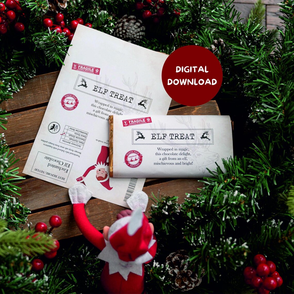 Elf Treat Chocolate Wrapper Christmas Eve Everyday Elf Christmas Magic ...