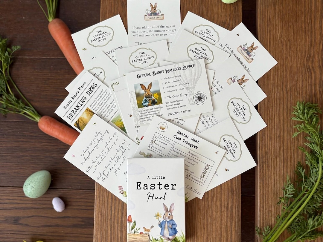 New Official Easter Bunny Egg Hunt - Clue Cards - 18 Clues - Rhyme ...
