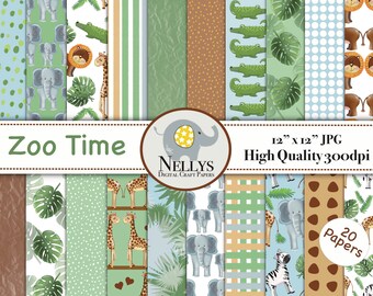 Zoo Digital Paper - Etsy