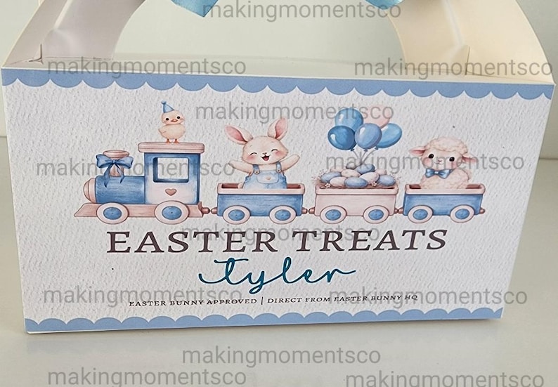 Personalised Blue Easter Treat Box | Foiled Name | Easter Keepsake Box ...