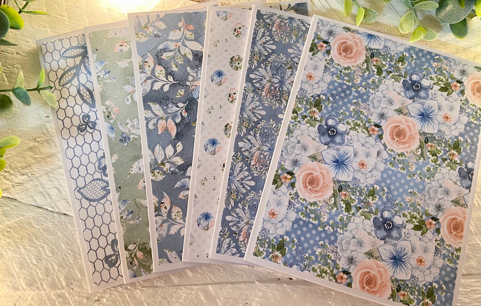 Blooms of Blue Note Cards (set of 6) Blank Inside - Etsy