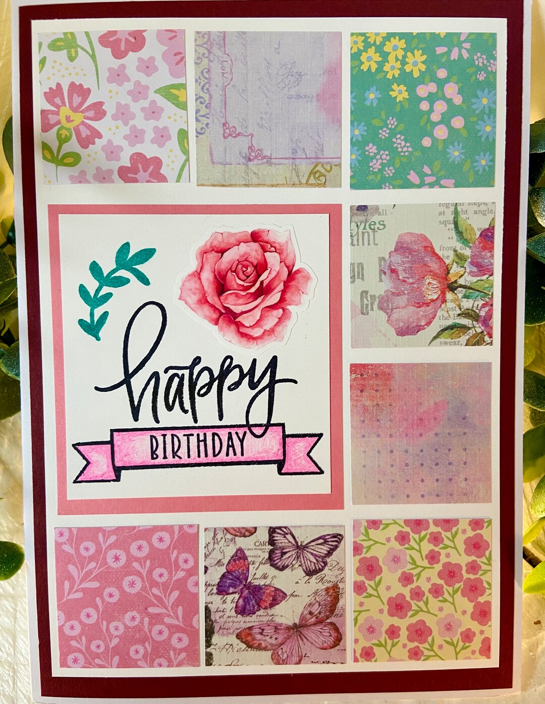 Flower Happy Birthday Note Cards set of 4 Blank Inside - Etsy