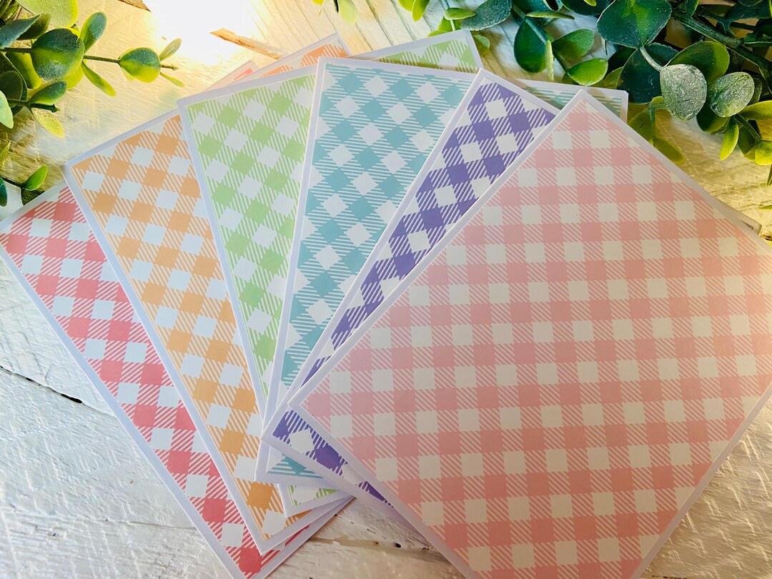 Pastel Gingham Note Cards (set of 6) Blank Inside - Etsy