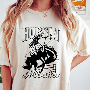 Horsin Around Oversized Shirt, Vintage T Shirt, Cowboy Shirt, Rodeo ...