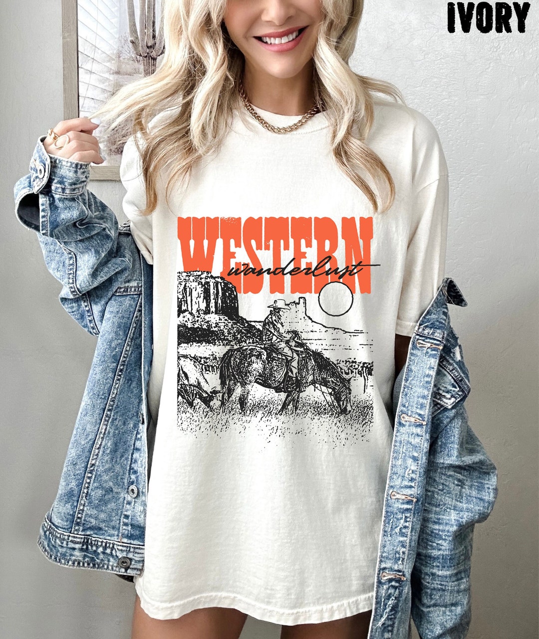 Western Wanderlust Oversized T-shirt, Vintage T-shirt, Cowboy Shirt ...