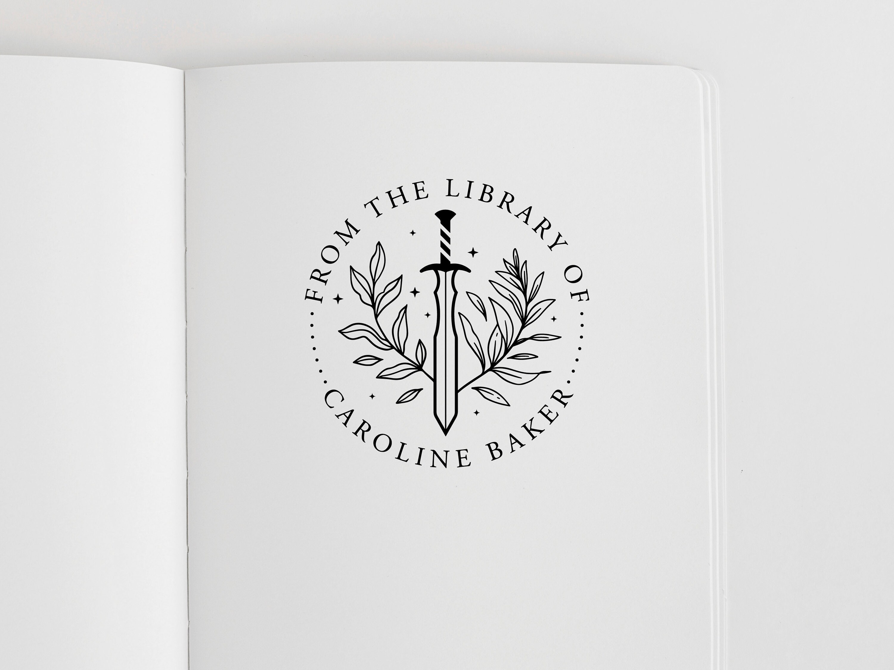 Sword Book Stamp Personalised | Fantasy Library Stamp | Rubber Stamp ...