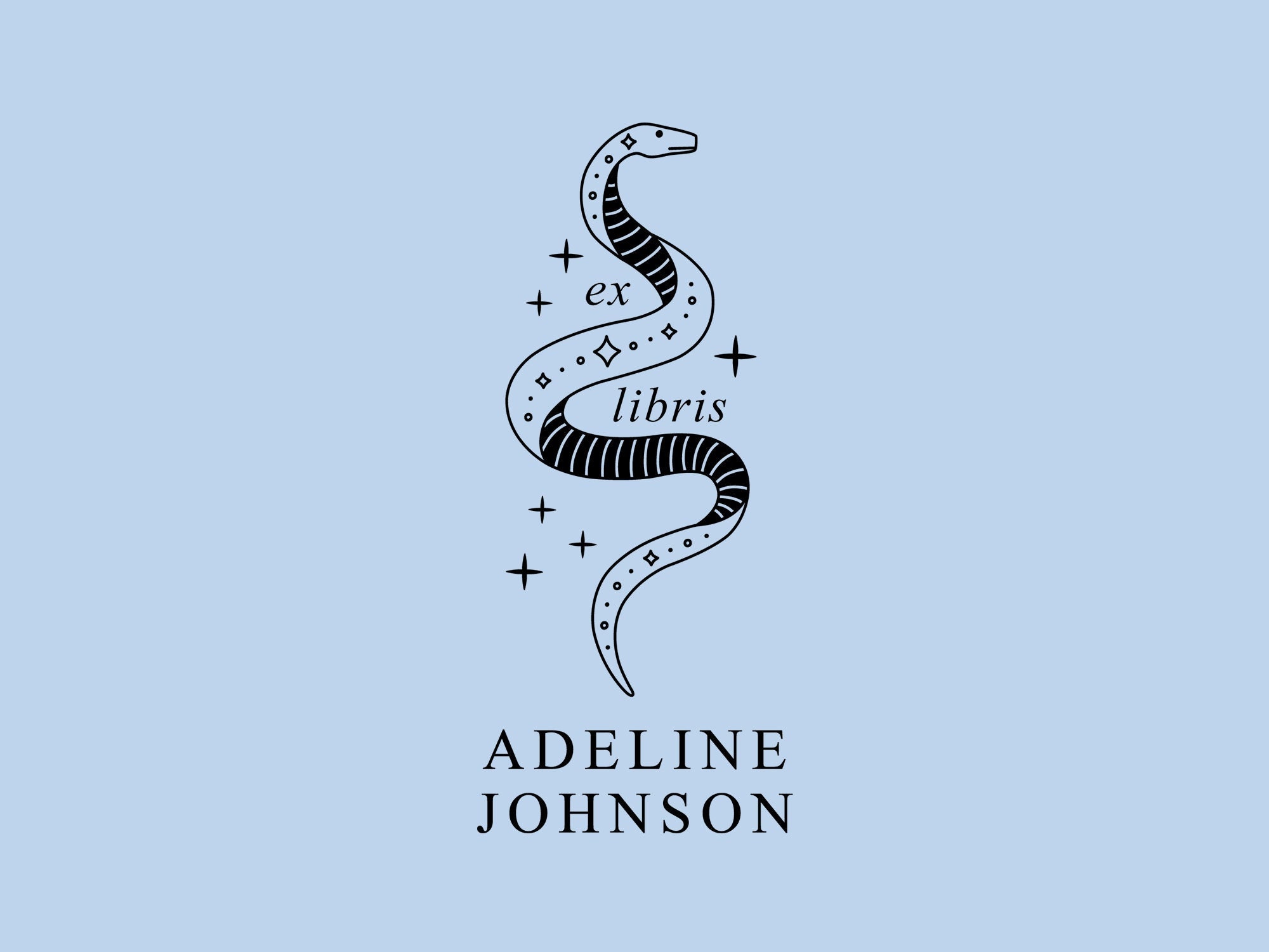 Snake Ex Libris Stamp Serpent Book Stamp Personalised | Etsy Australia