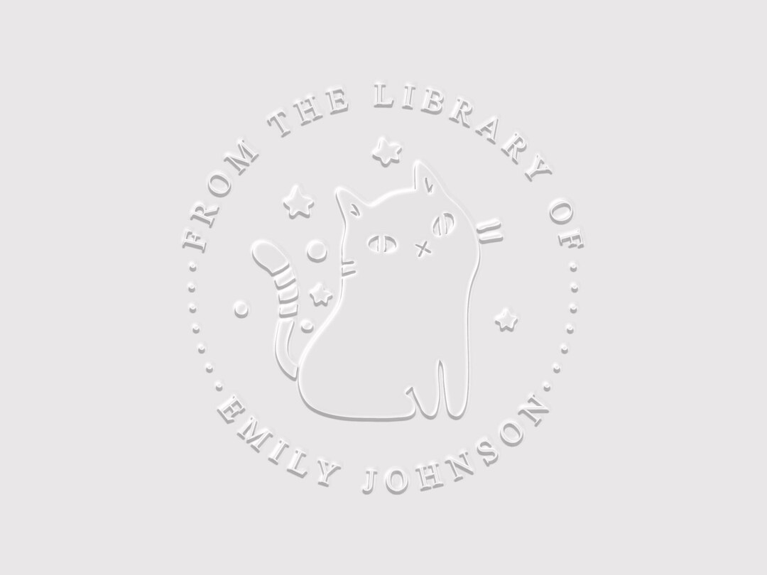 Cat Book Embosser Personalised | Cat Library Stamp | Rubber Stamp, Self ...