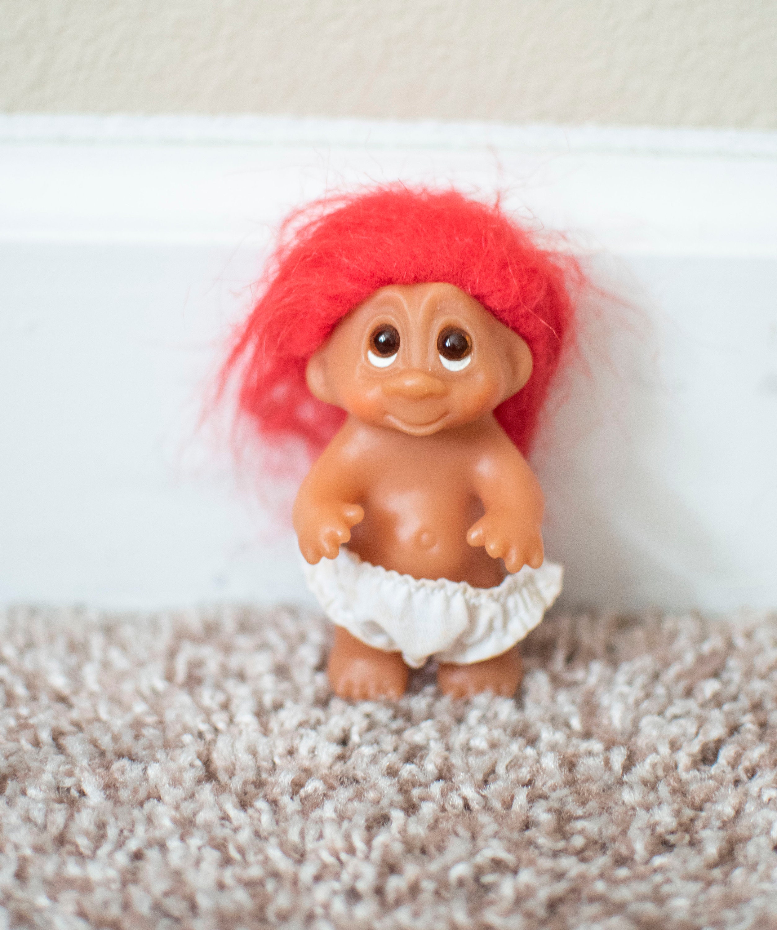 Baby Troll 3" Dam 1985 Naked Eyes "looking Up" & Red Shaggy Hair – Rare ...