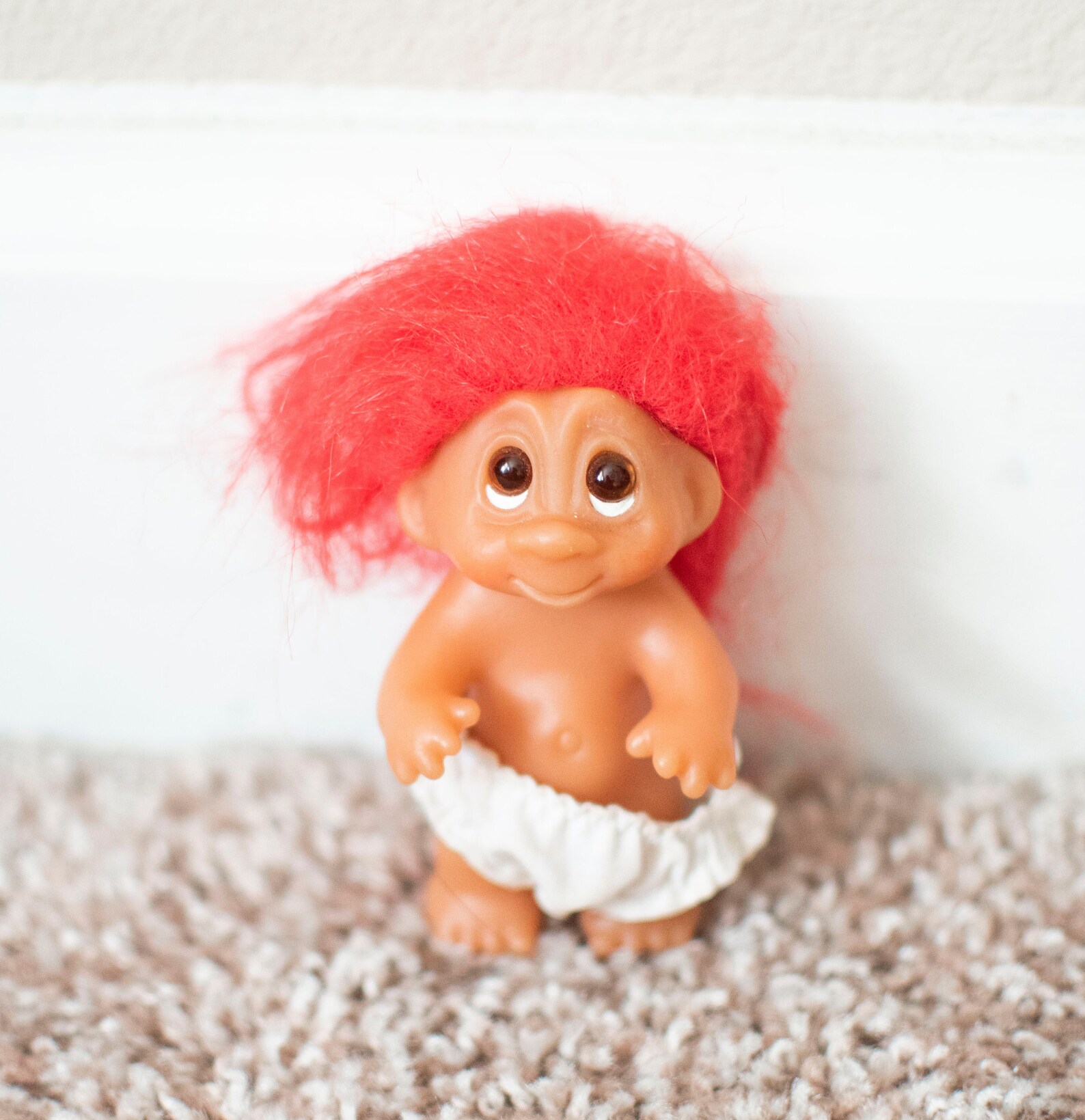 Baby Troll 3" Dam 1985 Naked Eyes "looking Up" & Red Shaggy Hair – Rare ...