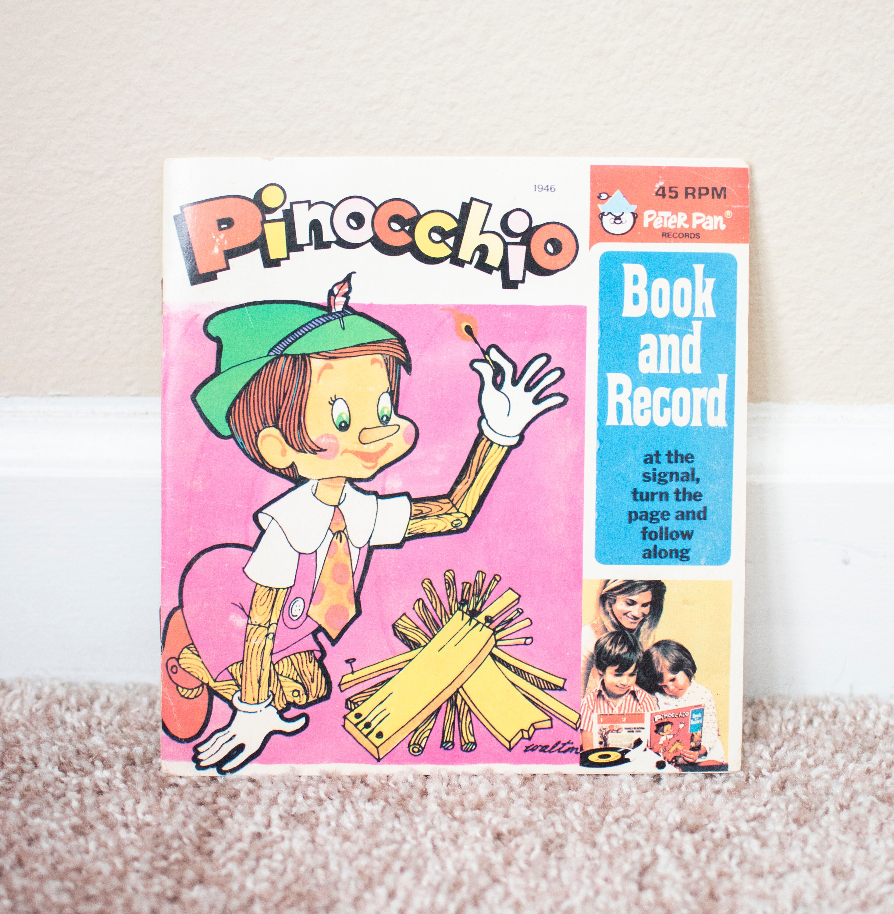 Pinocchio – Peter Pan Book & Record Vintage Vinyl Children's 45 RMP ...