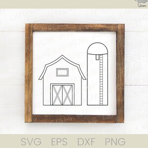 Barn & Silo Outline SVG - Barn Silo Cut File - Farm Clipart - Old Barn ...